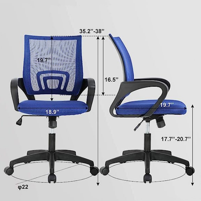 Blue Ergonomic Office Mesh Chair with Wheels